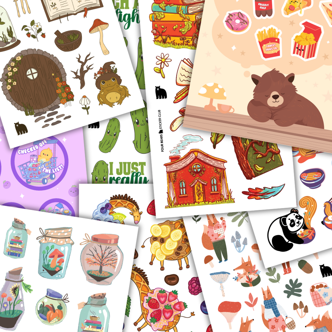 October 2025 Stickers - Food Frenzy & Once Upon A Forest | Four Bears ...