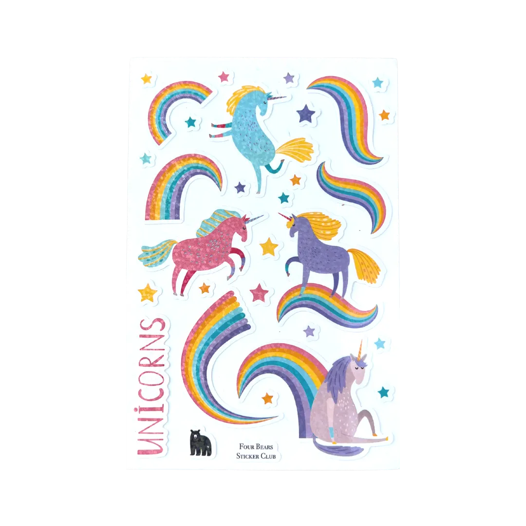 Rainbow Unicorns – Four Bears Sticker Club